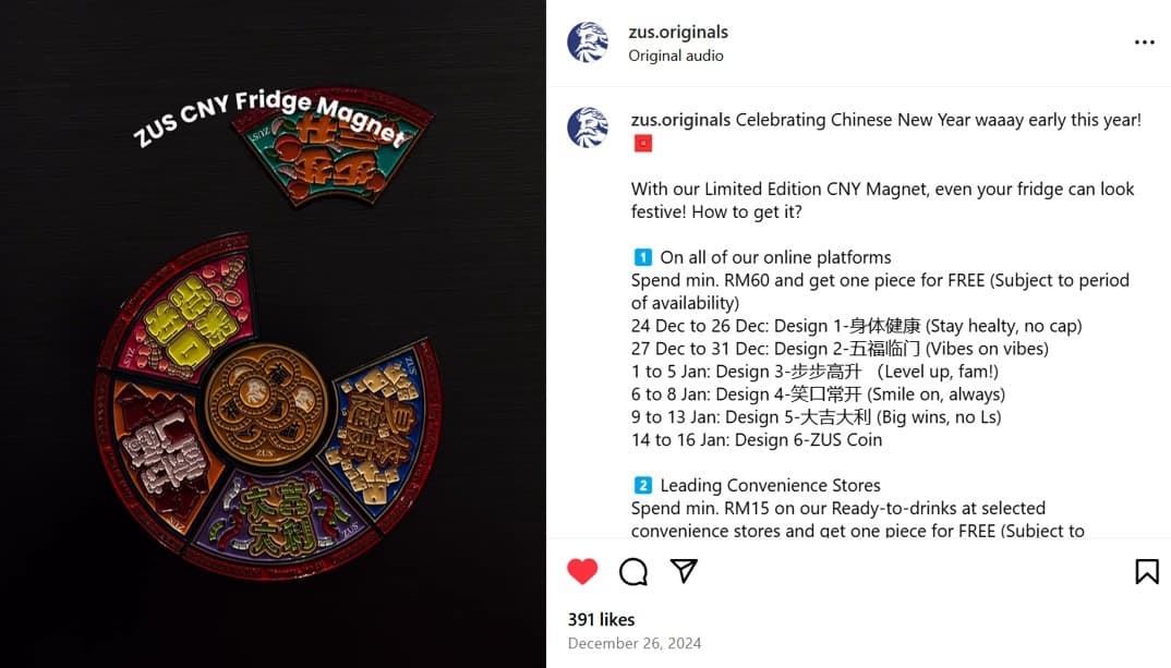 ZUS Coffee CNY Campaign: Festive GWP Magnets That Engage - DTC World